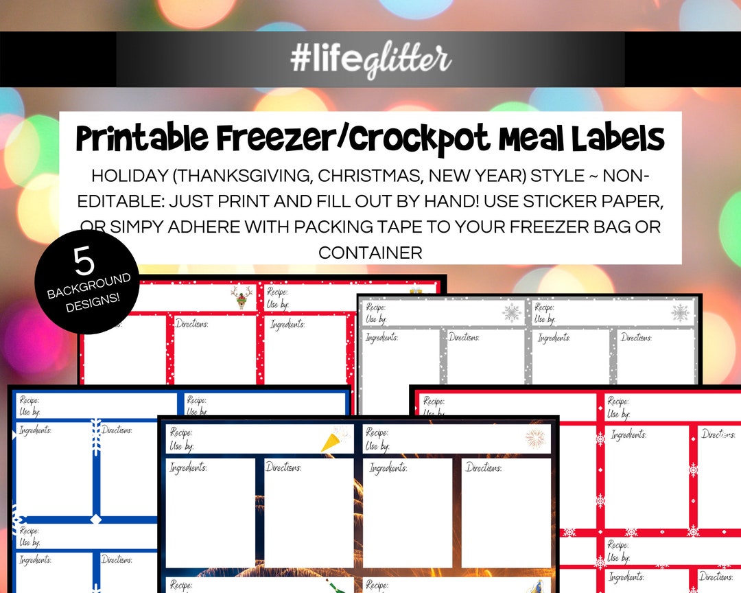 Holiday Freezer Bag Labels - Printable Labels - Crockpot Cooking Recipe ...