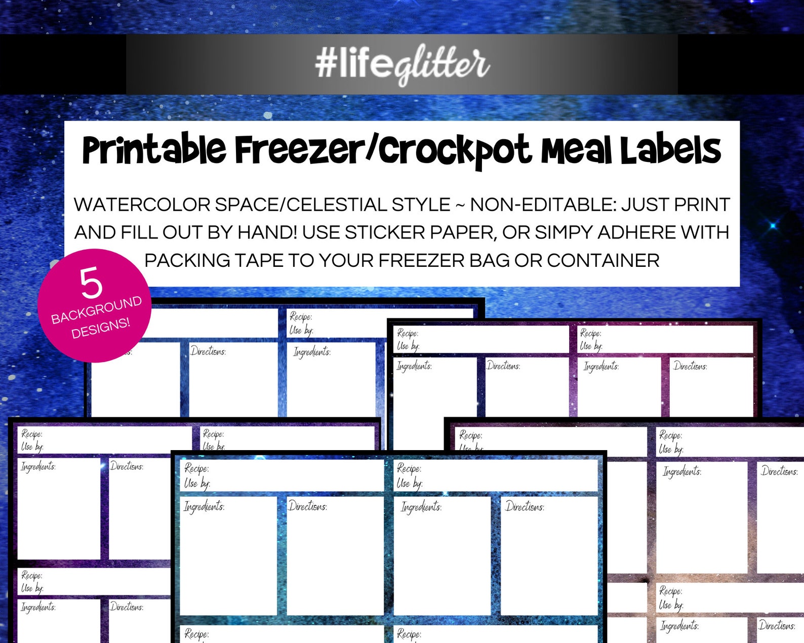 Freezer Bag Labels - Printable Labels - Crockpot Cooking Recipe Label ...