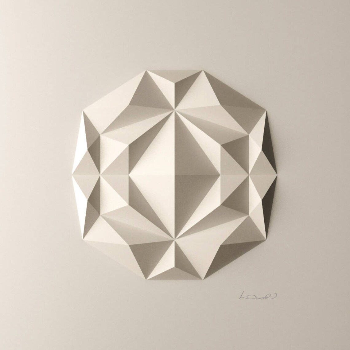 White Geometric Wall Decoration-relief-folded Paper Crystal Mosaic ...