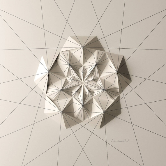 Geometric Wall Decoration Art Relief Folded Paper Crystal | Etsy