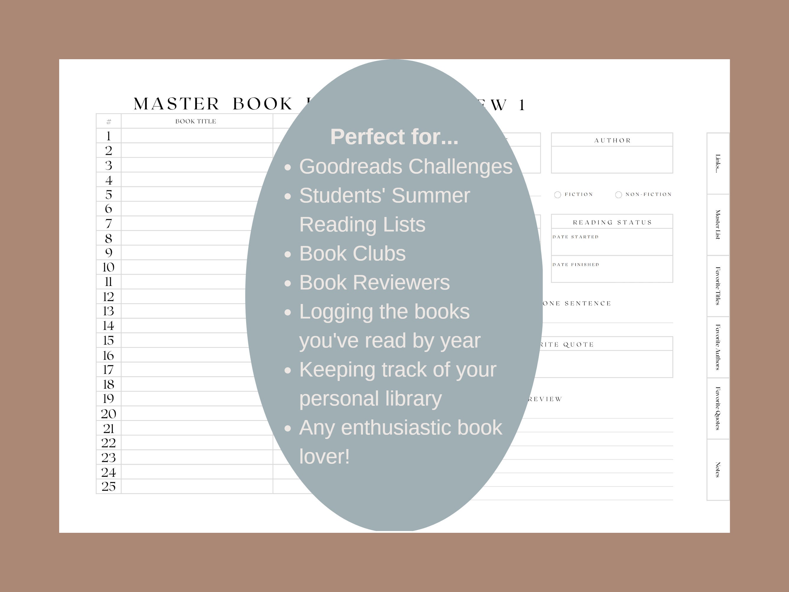 Reader's Log and Book Review PDF Template for Kindle Scribe and ...