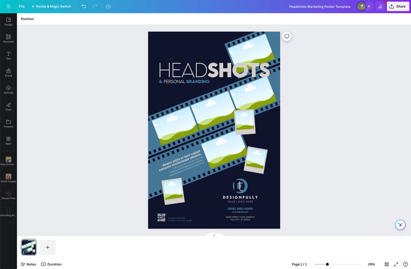 Headshots Marketing Poster Template for Canva - Etsy