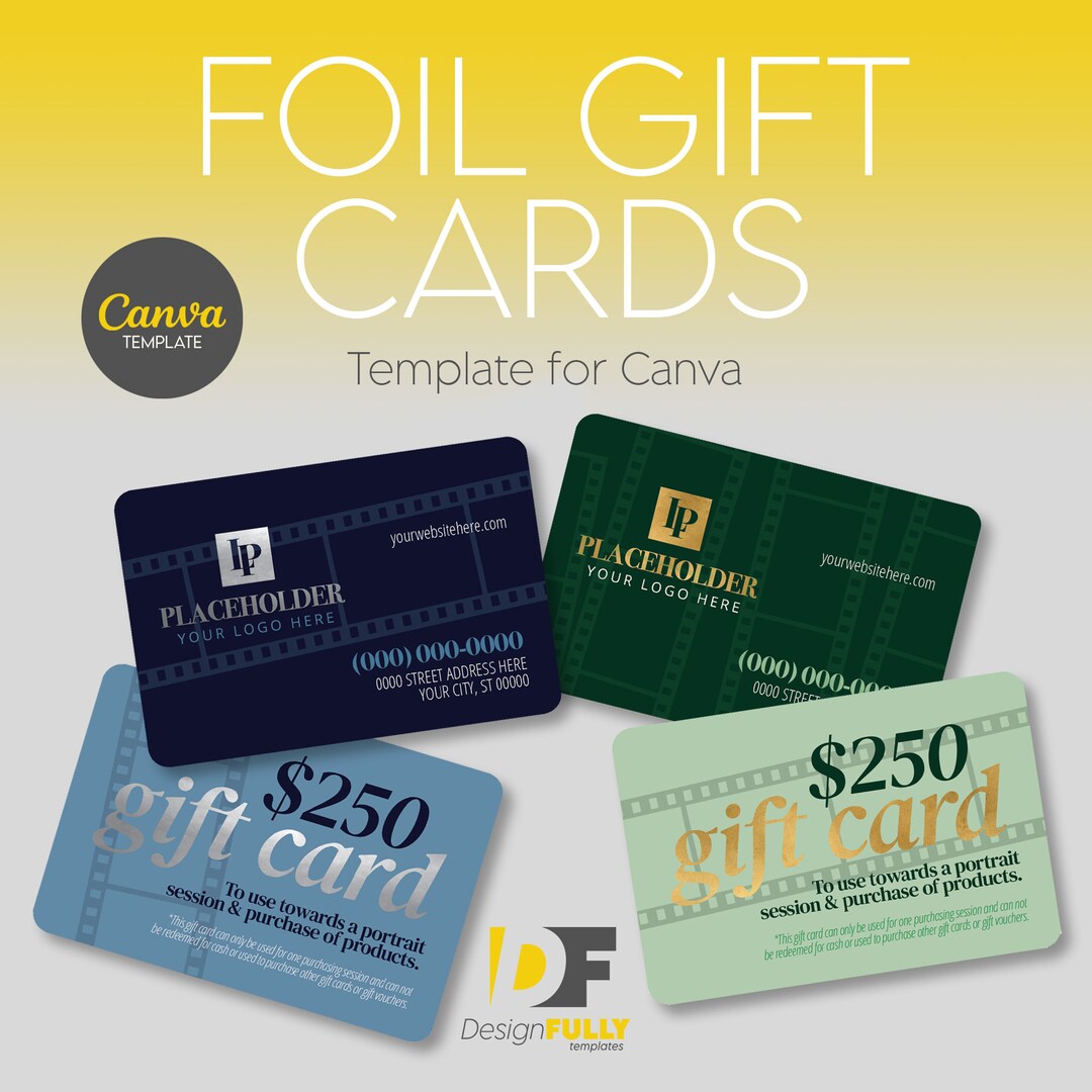 Executive Foil Gift Card Template for Canva - Etsy