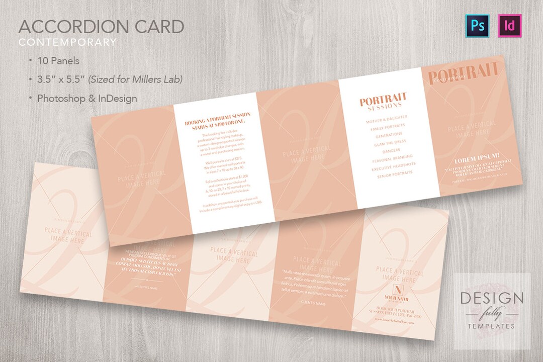 Accordion Card Template for Indesign & Photoshop - Etsy