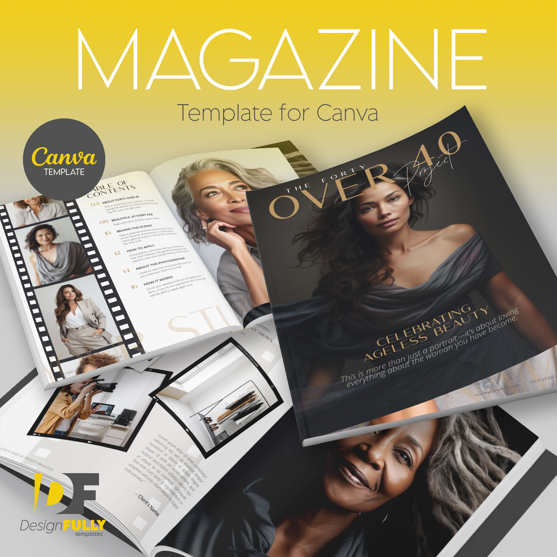 40 Over Forty Magazine Template for Canva - Etsy