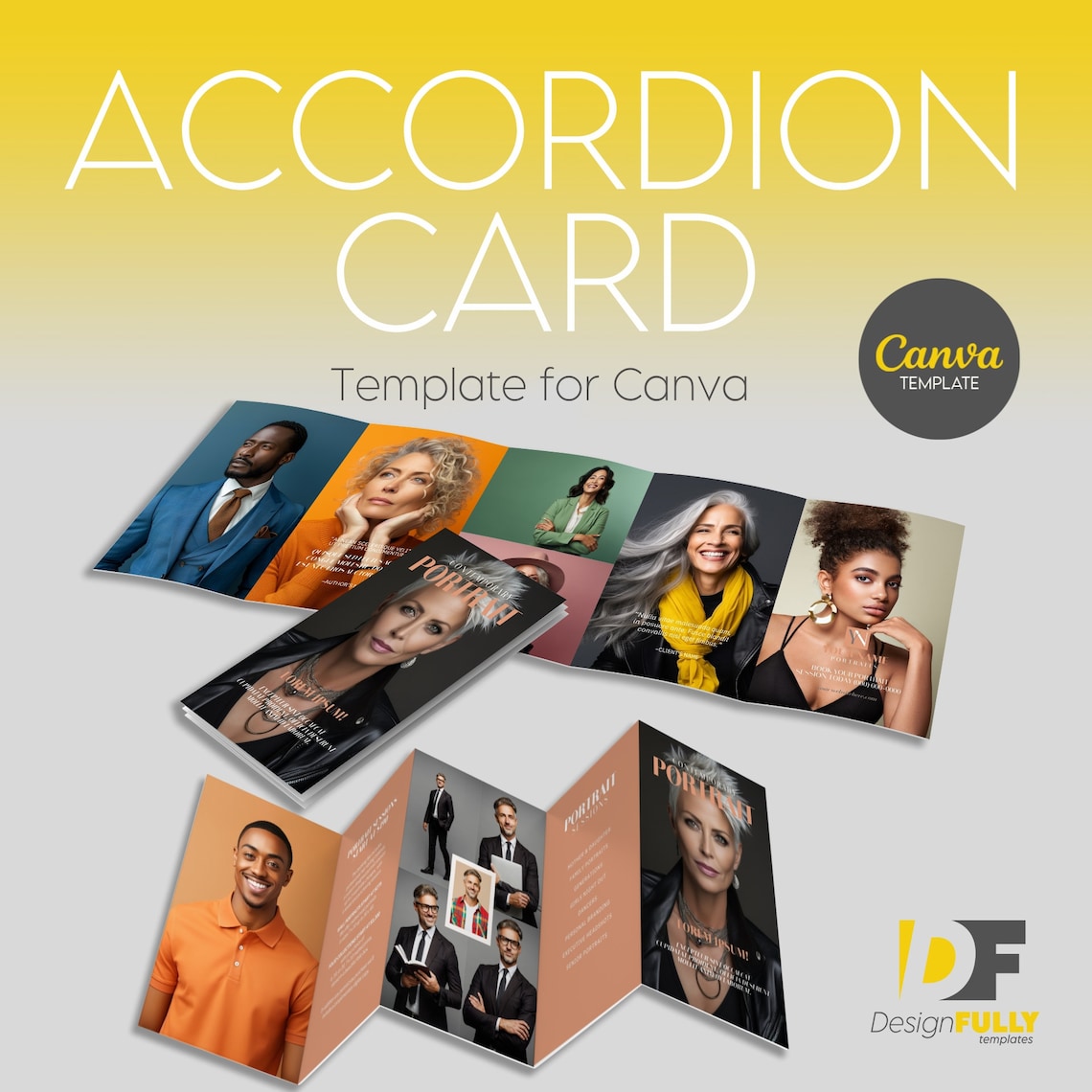 Accordion Card Template for for Canva - Etsy