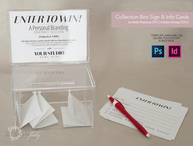 4x6 Collection Box Sign and Info Cards Template for Adobe | Etsy