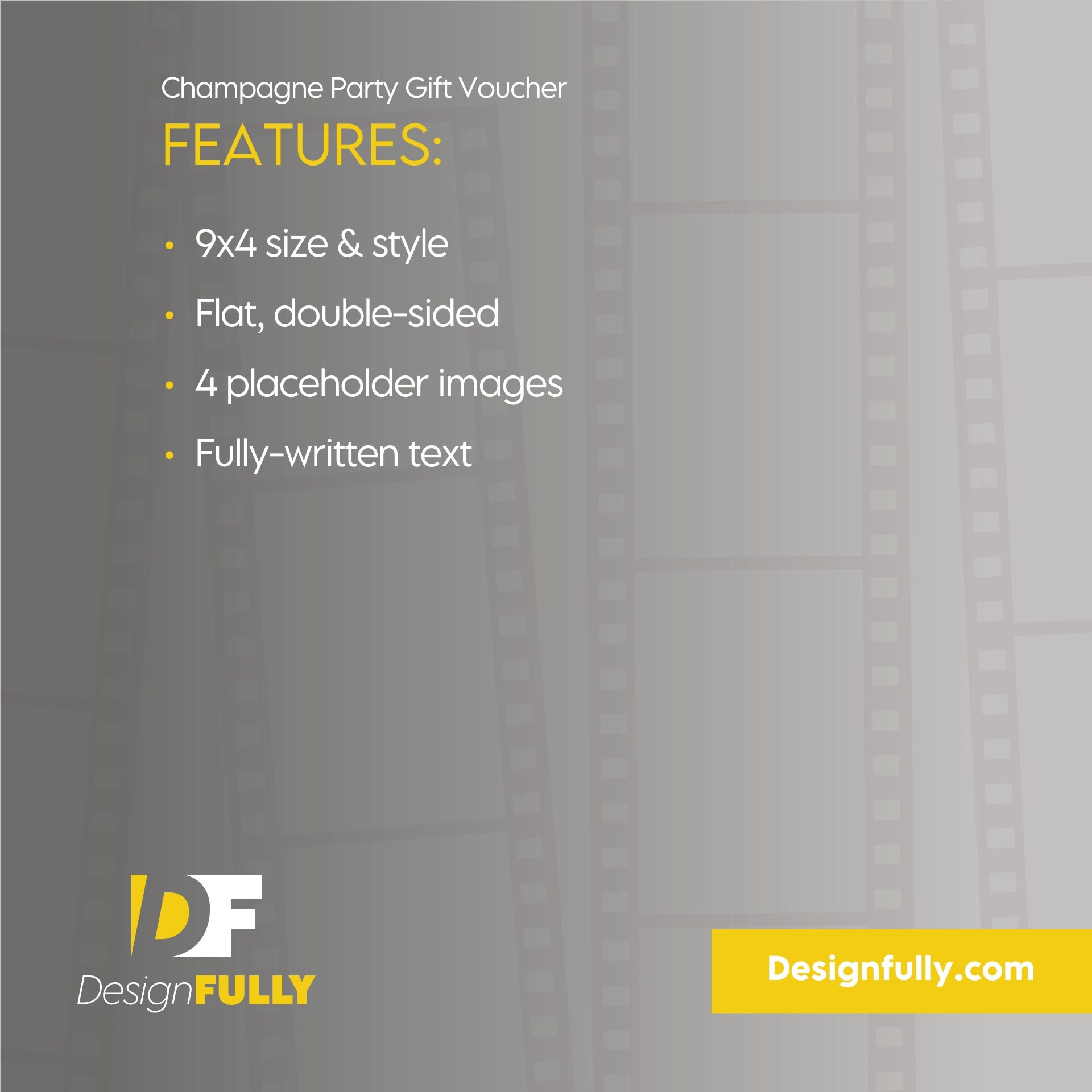 Champagne Party Gift Voucher | 9x4 Editable Canva Template | Double ...