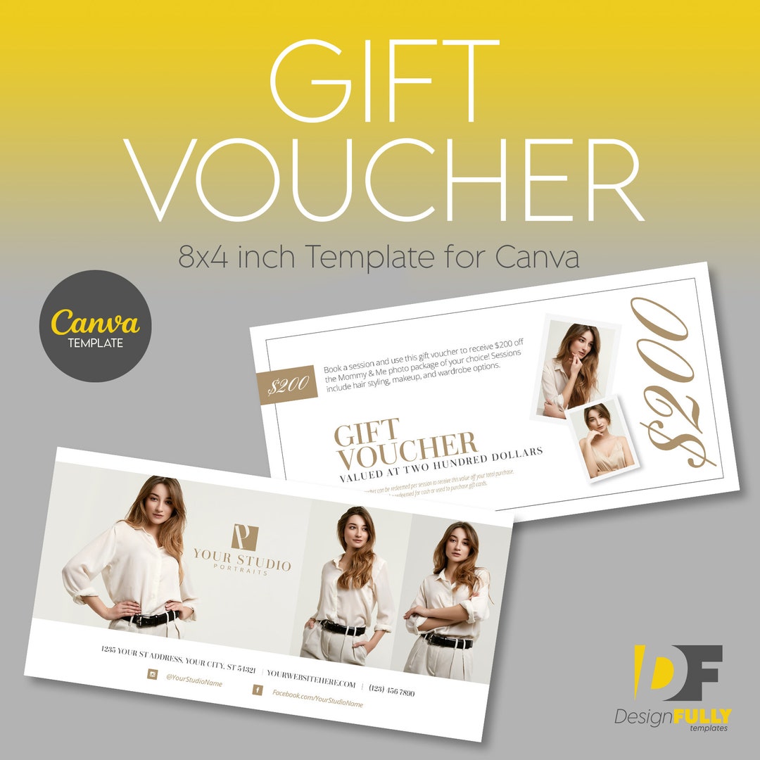 Gift Voucher Template for Canva - Etsy