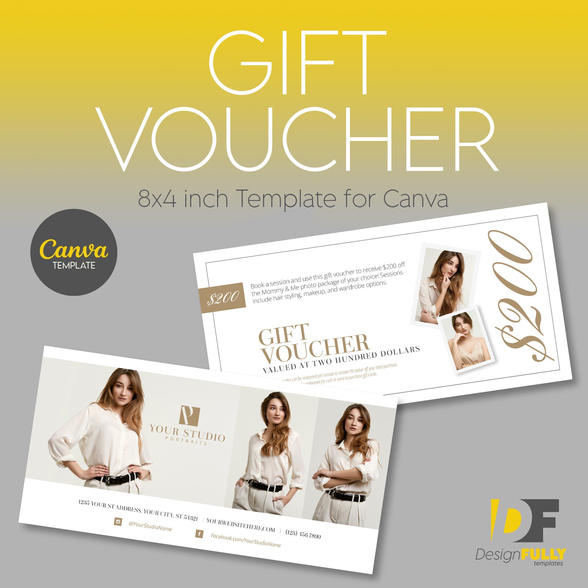 Gift Voucher Template for Canva - Etsy