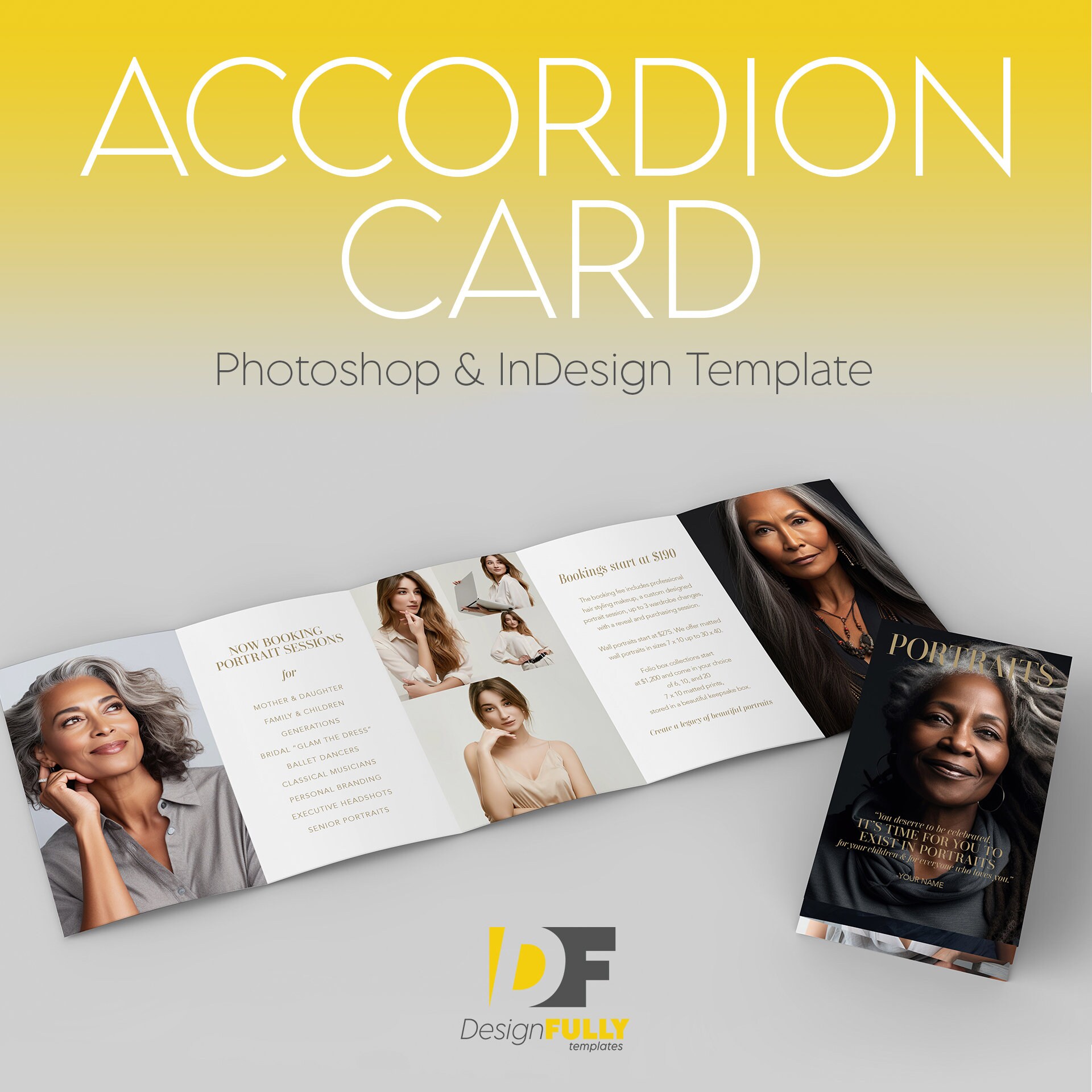 Accordion Card Template for Photoshop & Indesign - Etsy