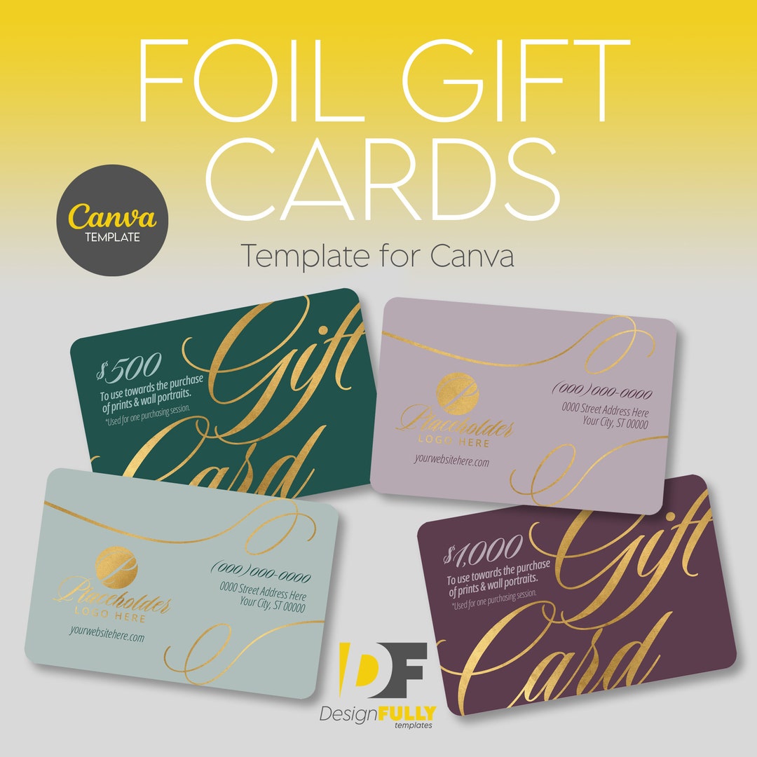 Lux Foil Gift Card Template for Canva - Etsy
