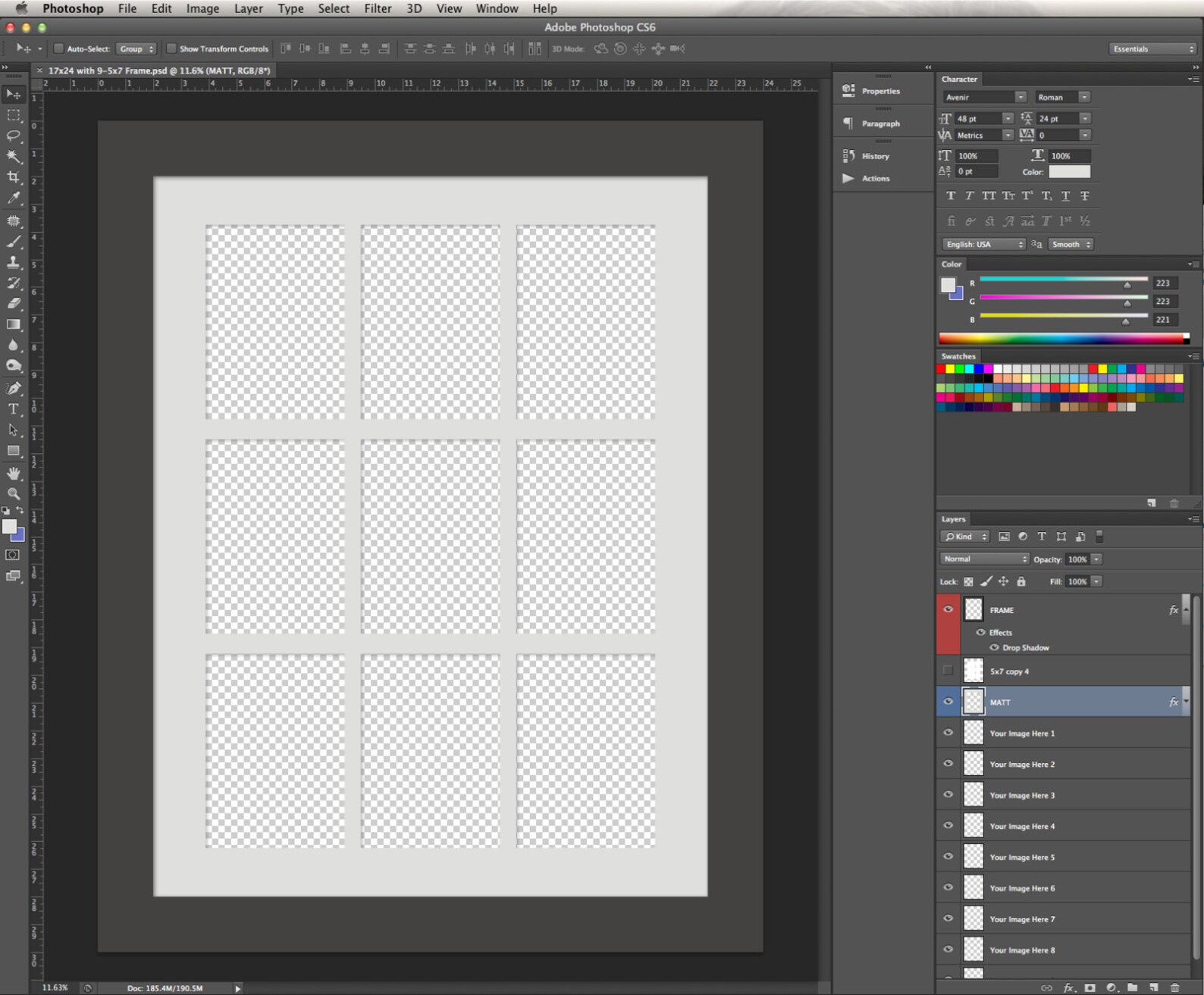 Digital 9up Gallery Series on a 24x30 Frame & Mat PSD CS4 and Up - Etsy