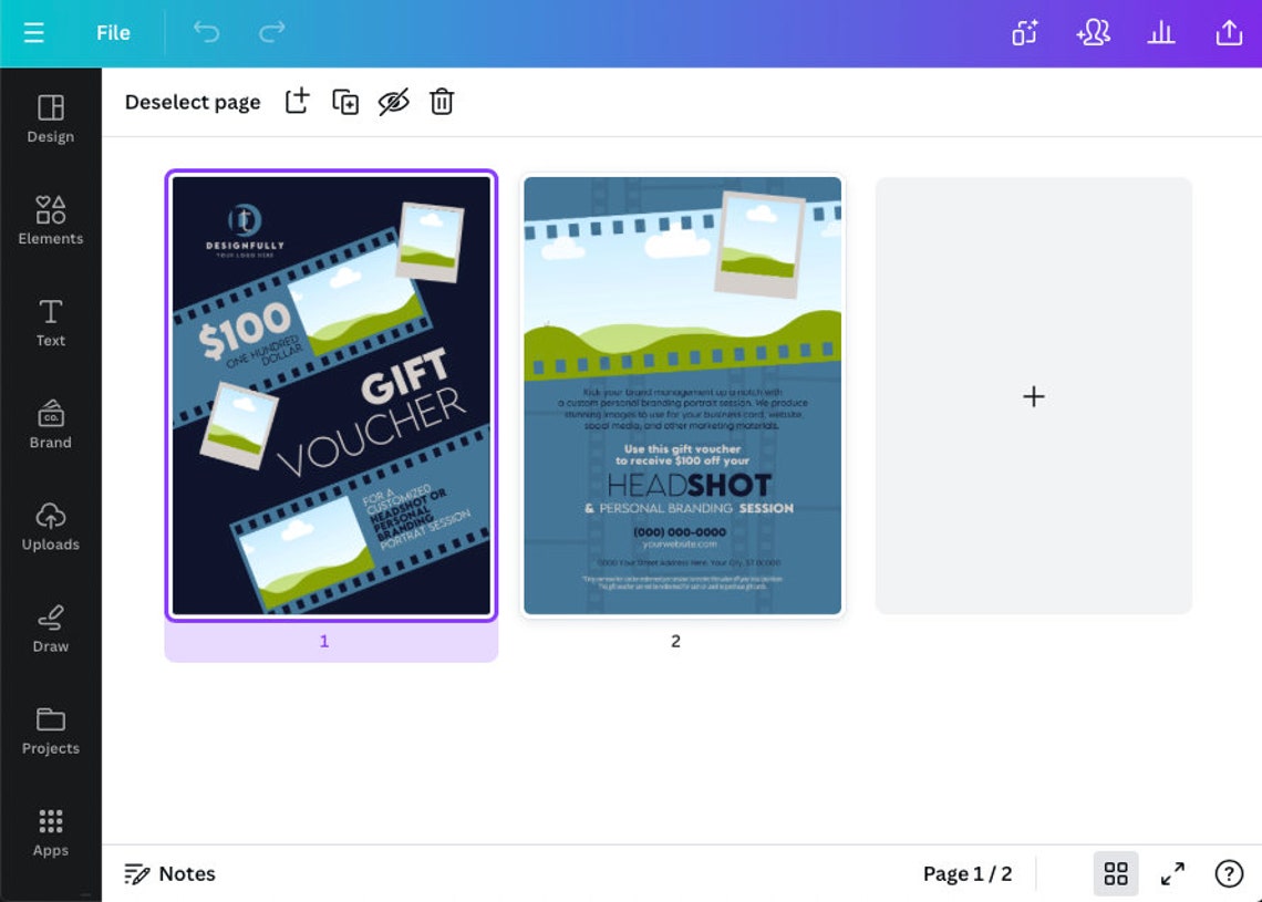 Gift Voucher Template for Canva - Etsy