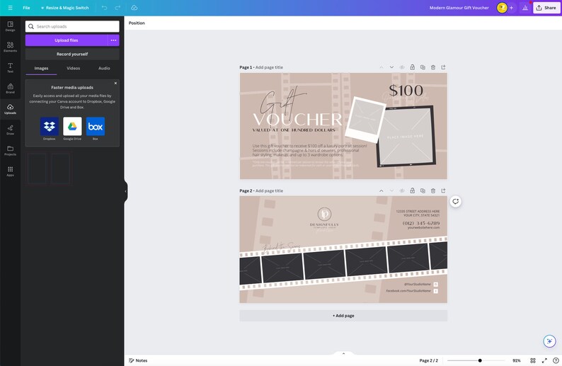 Gift Voucher Template for Canva - Etsy UK