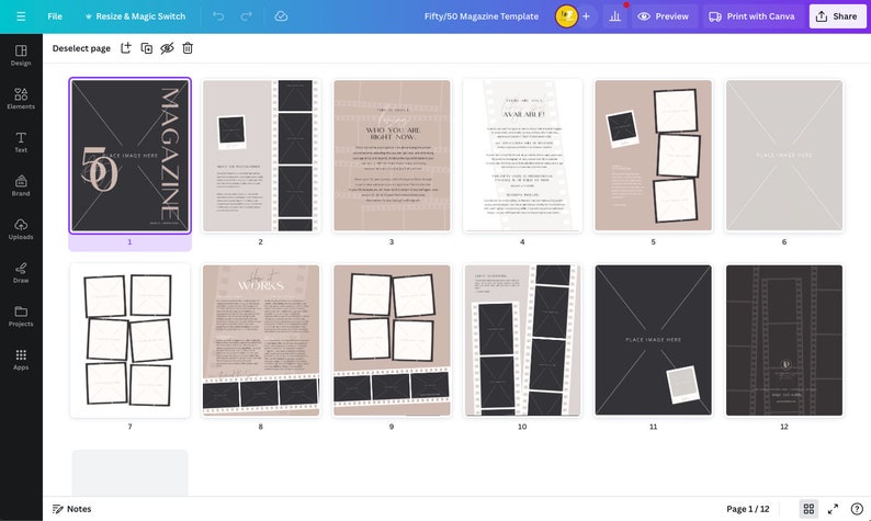 50 / Fifty Magazine Template for Canva - Etsy