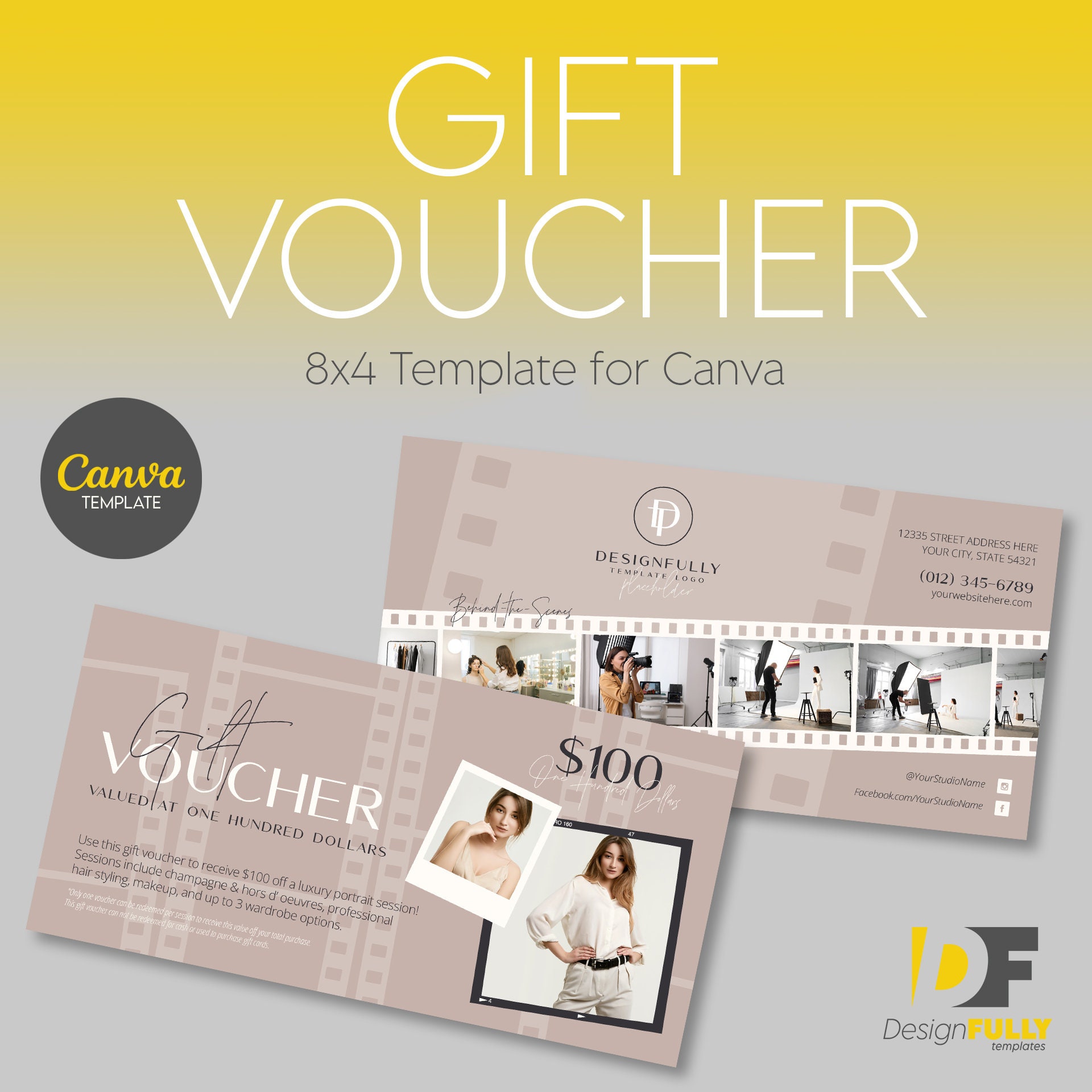 Gift Voucher Template for Canva - Etsy
