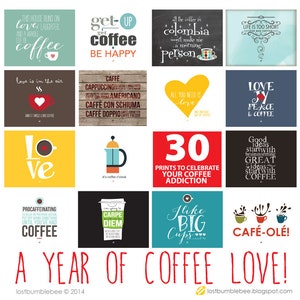 A Year of COFFEE LOVE! 30 Digital PRINTS! Instant Download - Creative ...