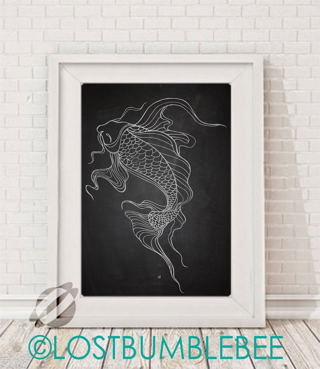 Koi Fish LARGE INSTANT DOWNLOAD, Chalkboard 11x14 Poster Size Print - Etsy