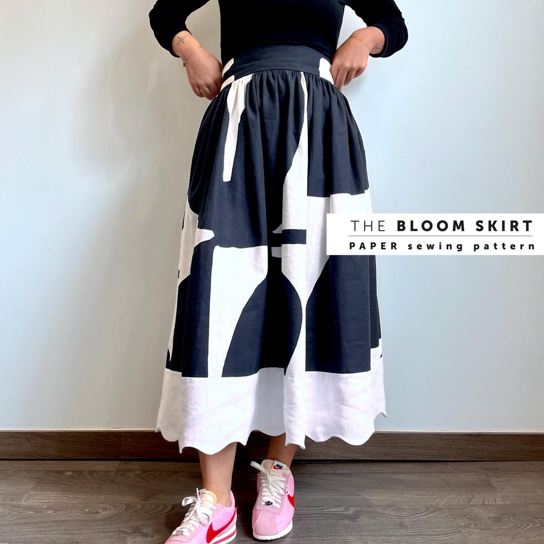 Bloom Skirt PAPER Sewing Pattern. Women's Fully Gathered Maxi Skirt ...