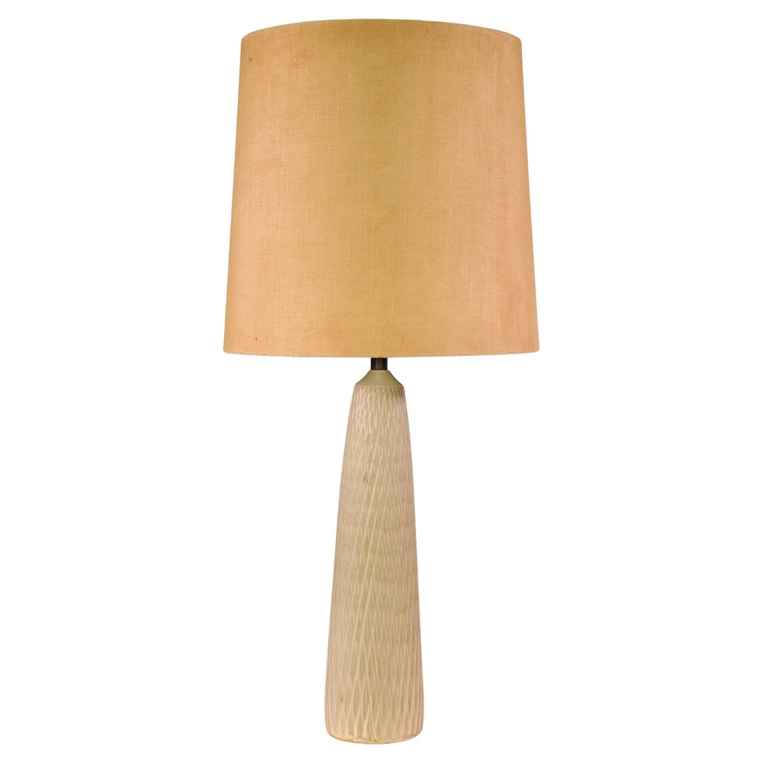 Tall Danish Modern Ceramic Table Lamp With Original Shade, 1950s - Etsy
