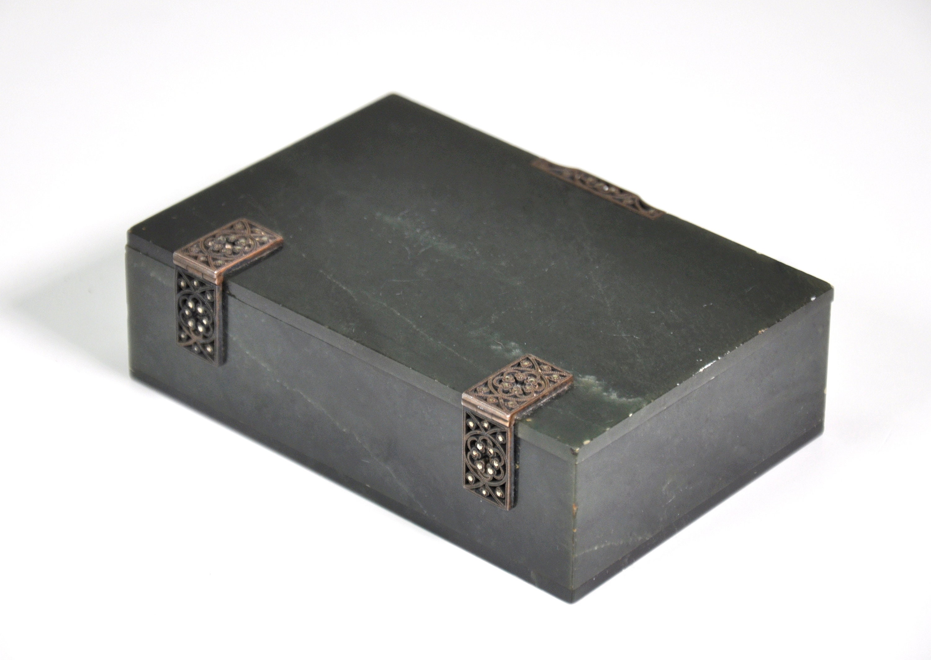 Art Deco Green Nephrite Jade Box - Etsy