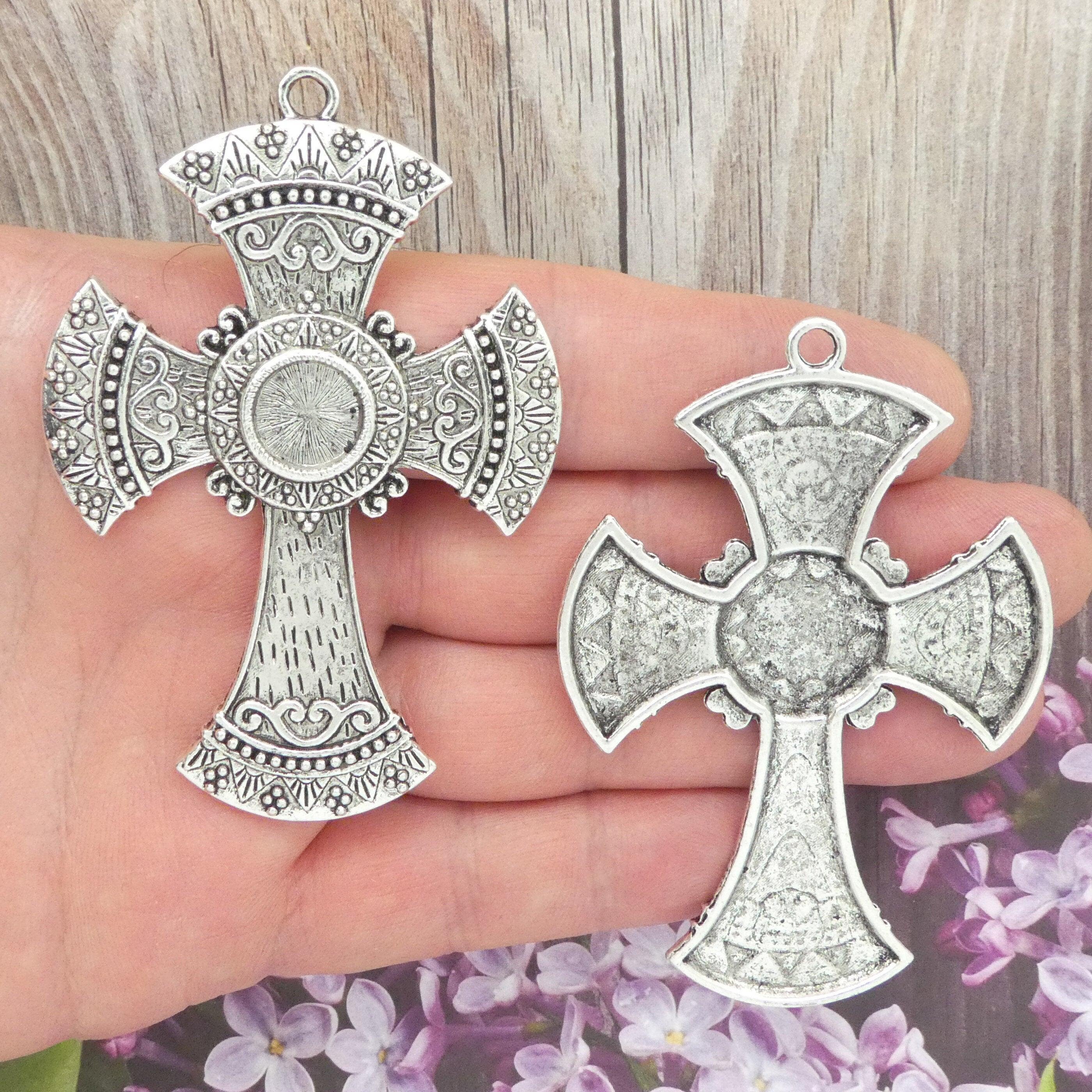 Bulk 3 Ornate Silver Cross Pendant Large by TIJC SP0653B - Etsy