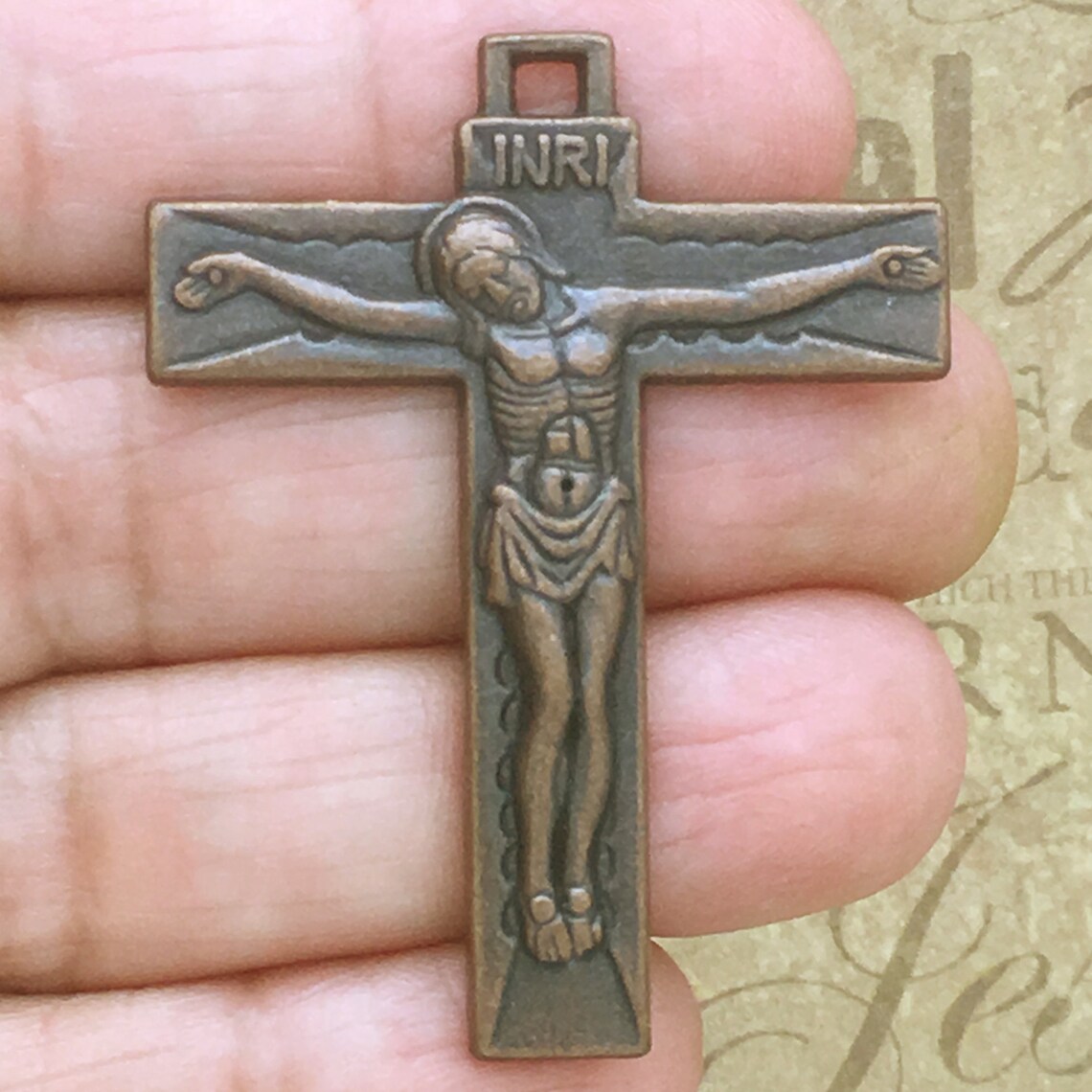 BULK 6 Copper Crucifix Cross Charm Pendant by TIJC SP0707B | Etsy