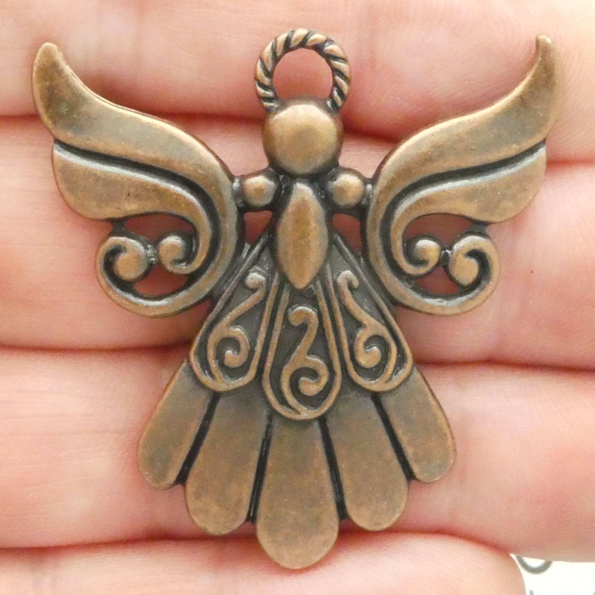 2 Copper Angel Charm Pendant 43x42mm by TIJC SP2026 - Etsy
