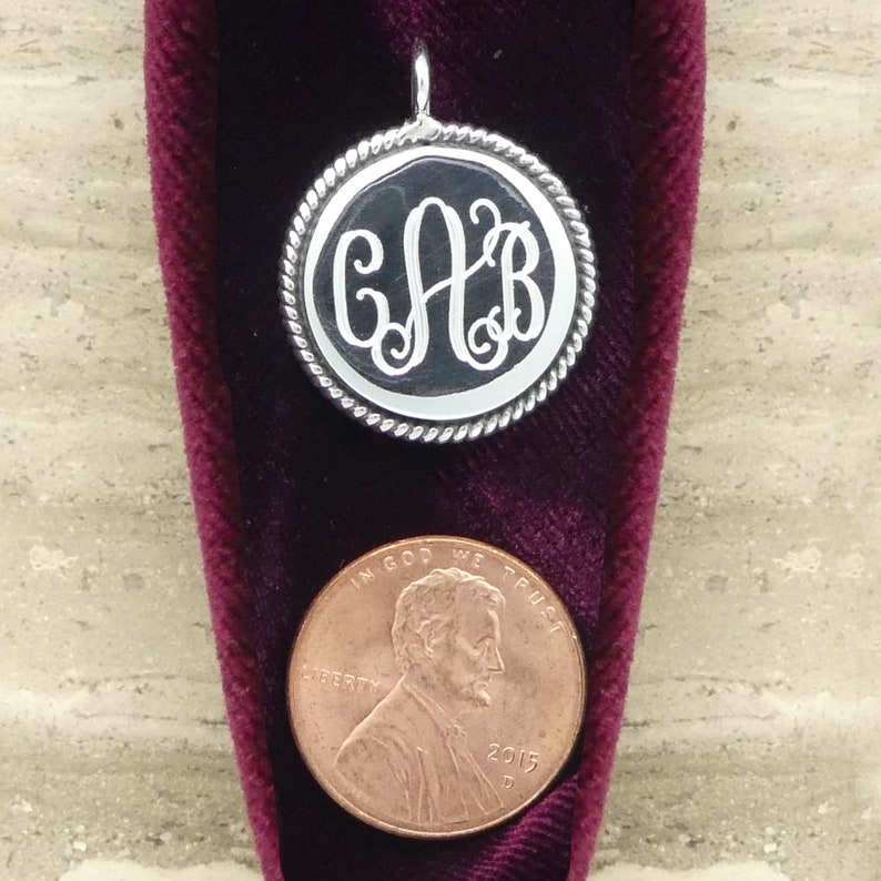 Personalized Round Sterling Silver Engraved Monogram Charm - Etsy