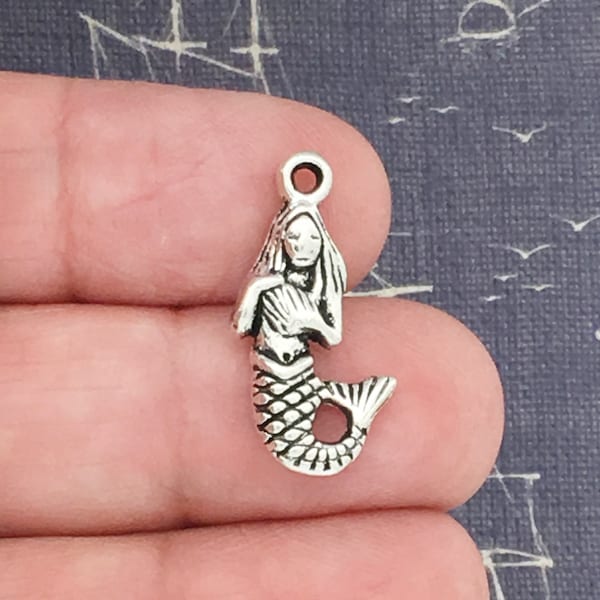 Silver Mermaid Charm - Etsy