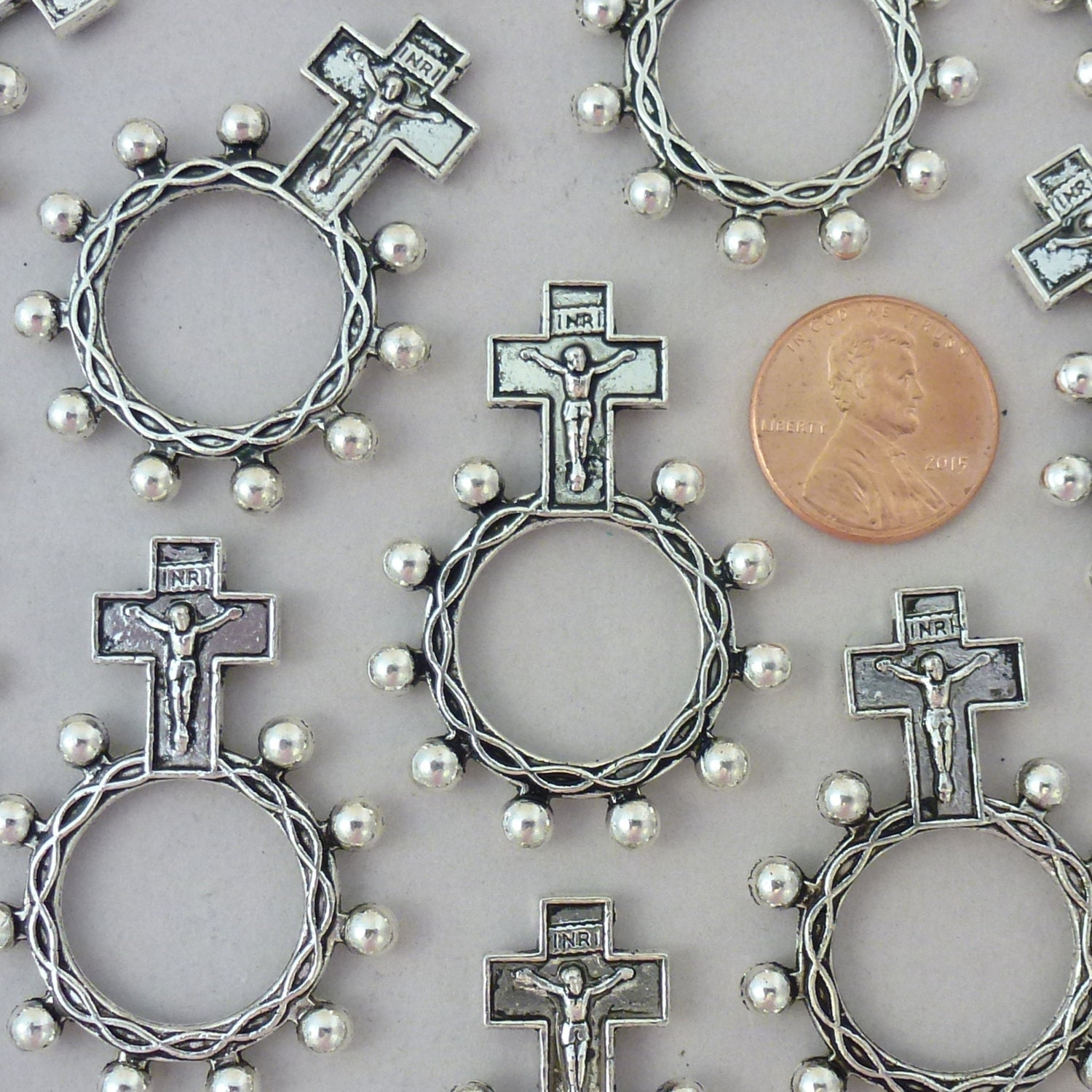 BULK 8 Silver Rosary Ring by TIJC SP1124B | Etsy