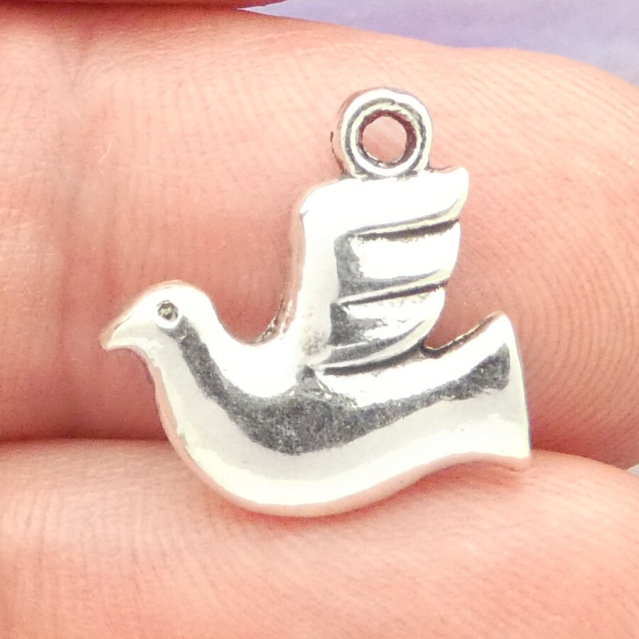 BULK 60 Peace Dove Charm Silver 17x17mm by TIJC SP1232B - Etsy