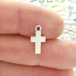 10 Simple Silver Cross Charm Pendant Tiny by TIJC SP1879 - Etsy