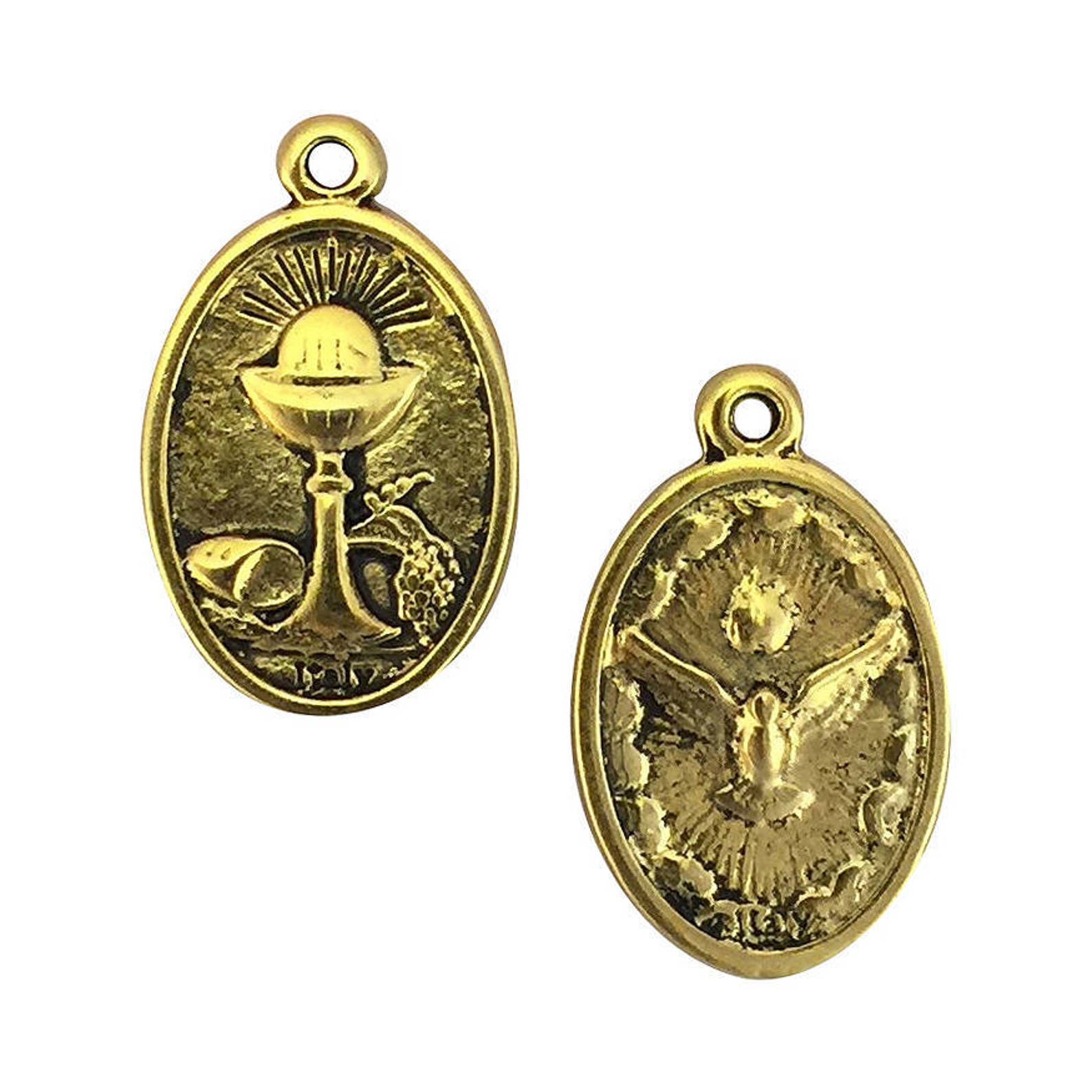 BULK 12 Gold First Holy Communion Charm Holy Spirit Pendant 25x15mm by ...