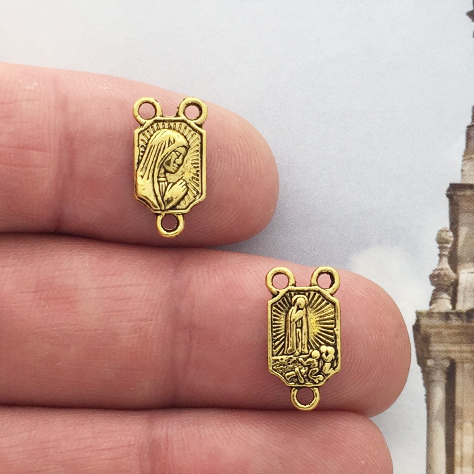 BULK 40 Our Lady of Fatima Gold Rosary Center Charm by TIJC - Etsy