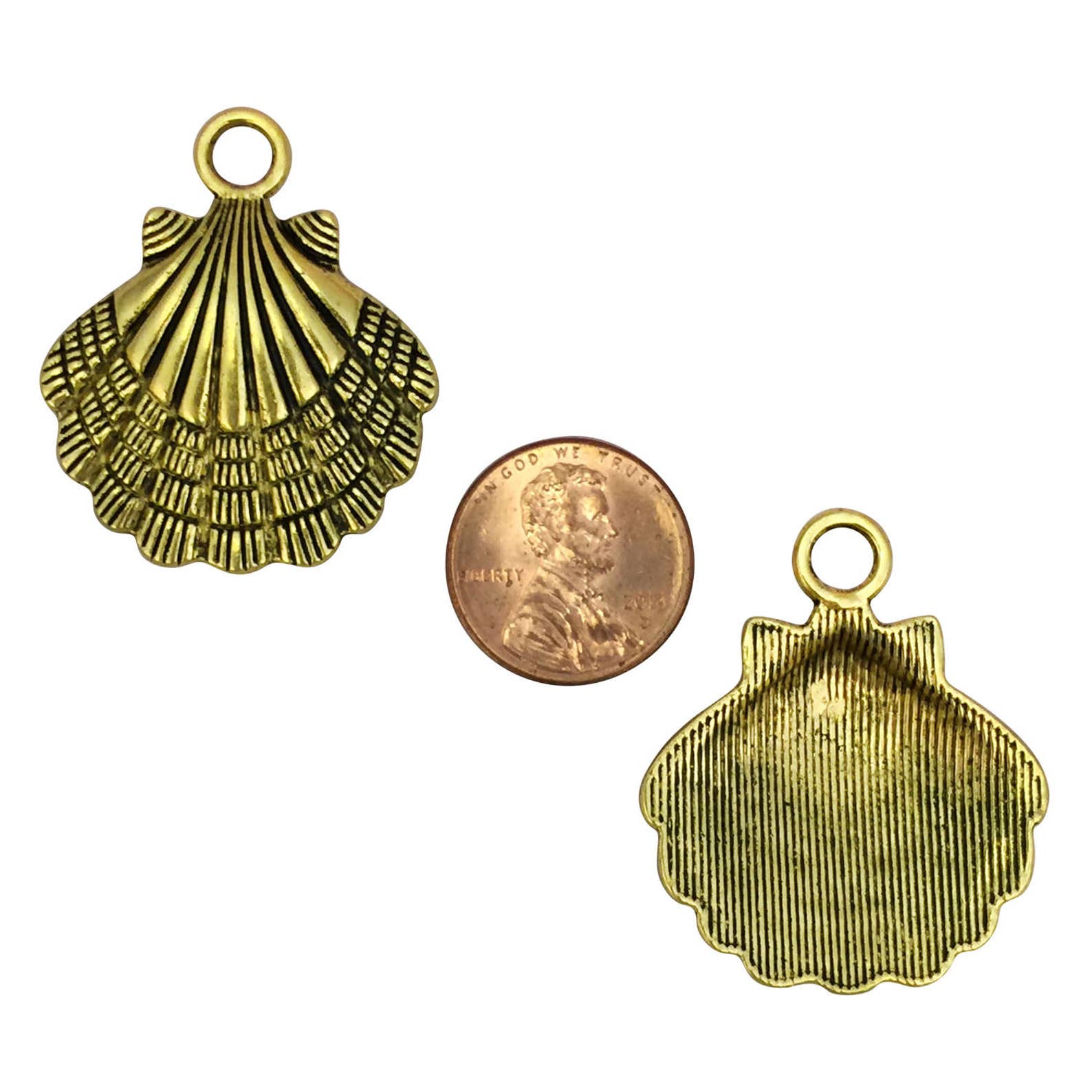 BULK 12 Gold Sea Shell Charm Pendant by TIJC SP1583B - Etsy