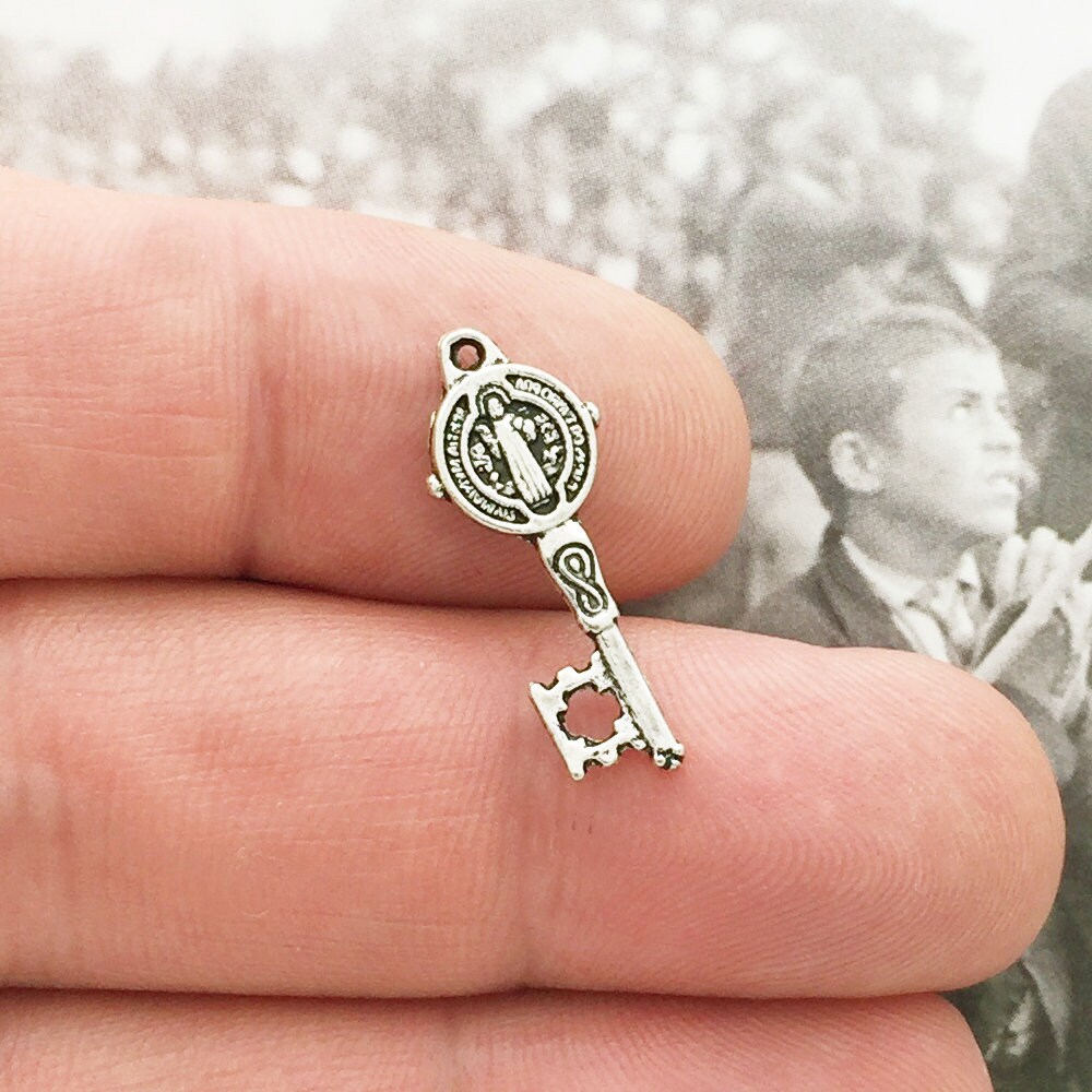15 St Benedict Medal Key Charms Silver by TIJC SP1236 - Etsy