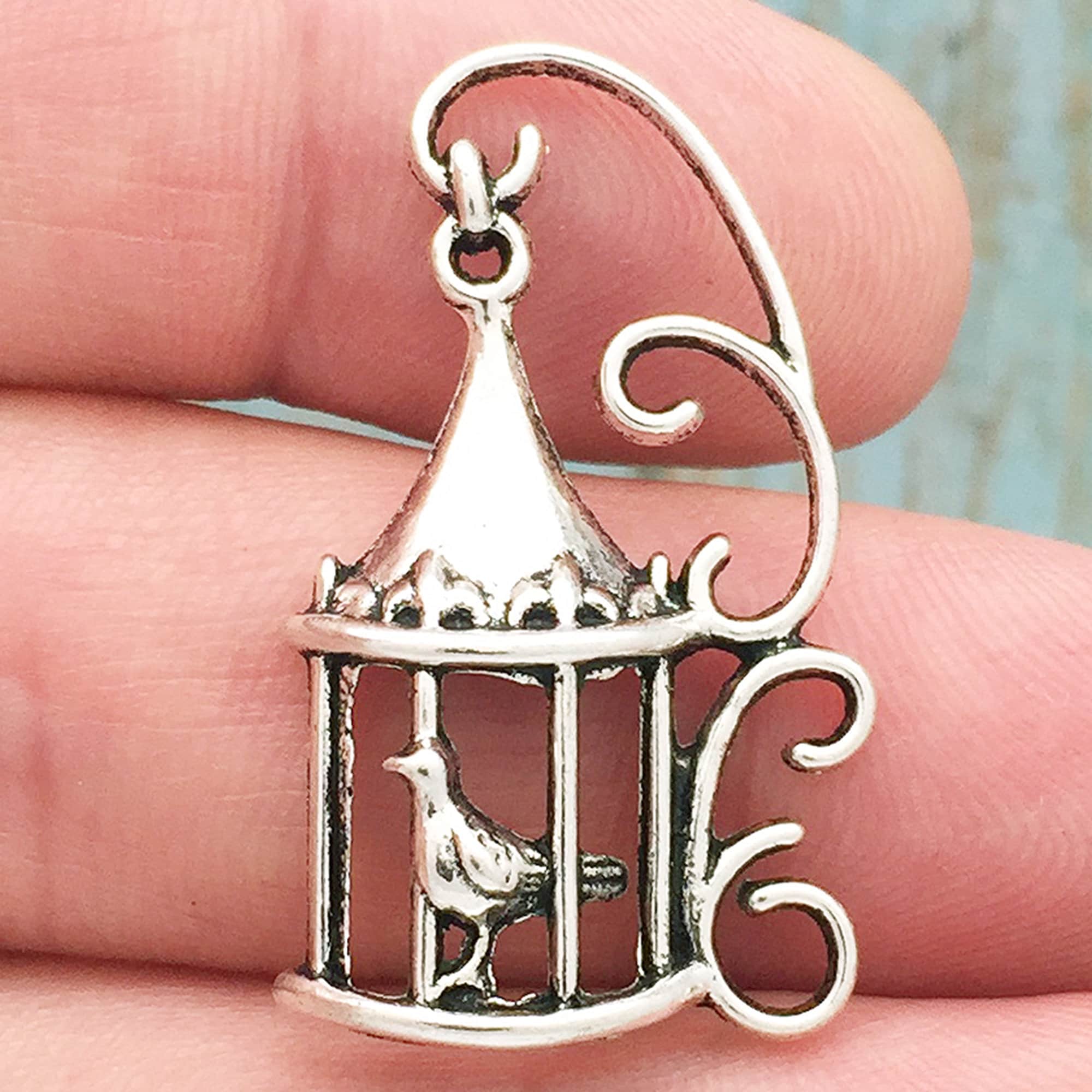 BULK 16 Bird Cage Charm Silver by TIJC SP0260B - Etsy