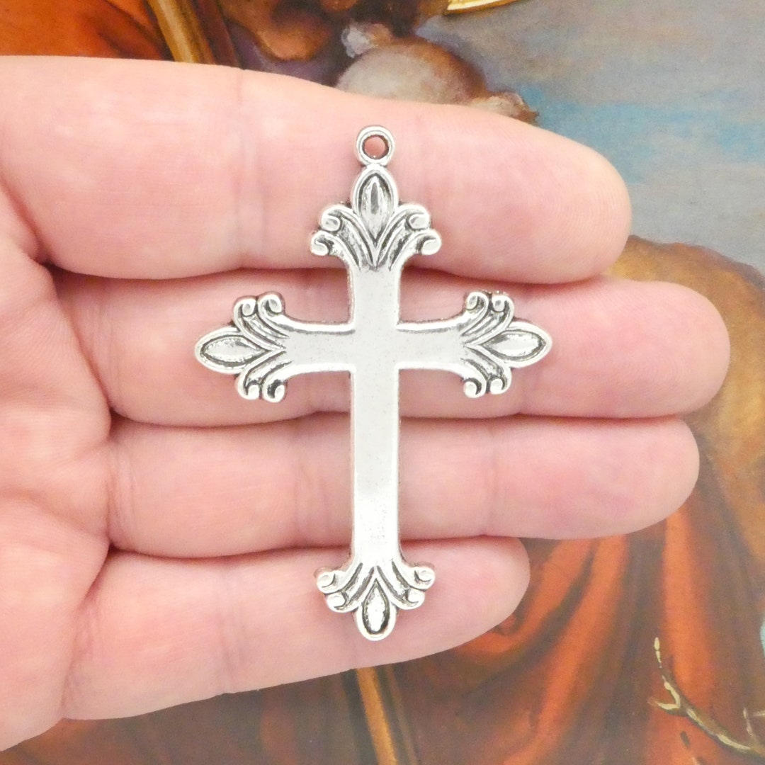 2 Simple Silver Cross Charm Pendant by TIJC SP0024 - Etsy