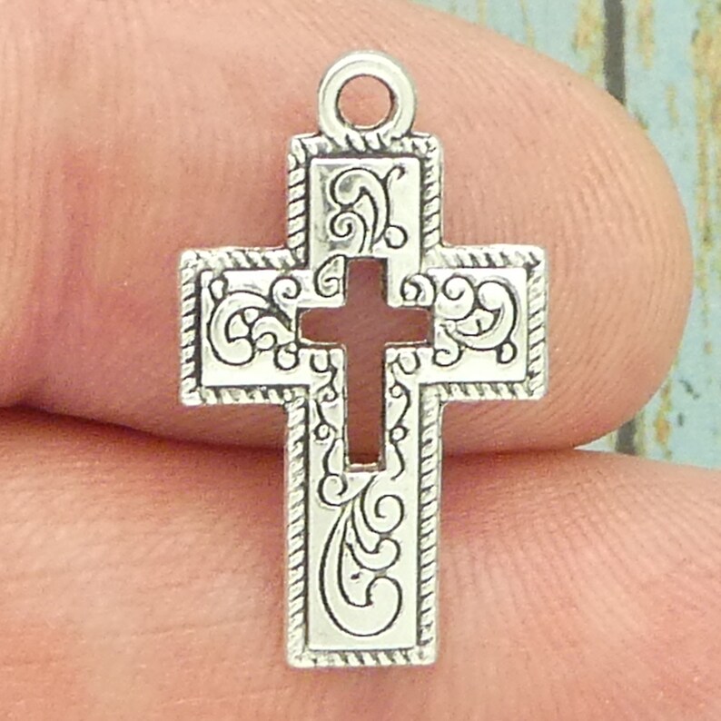 10 Cut Out Cross Charm Silver by TIJC SP1731 - Etsy