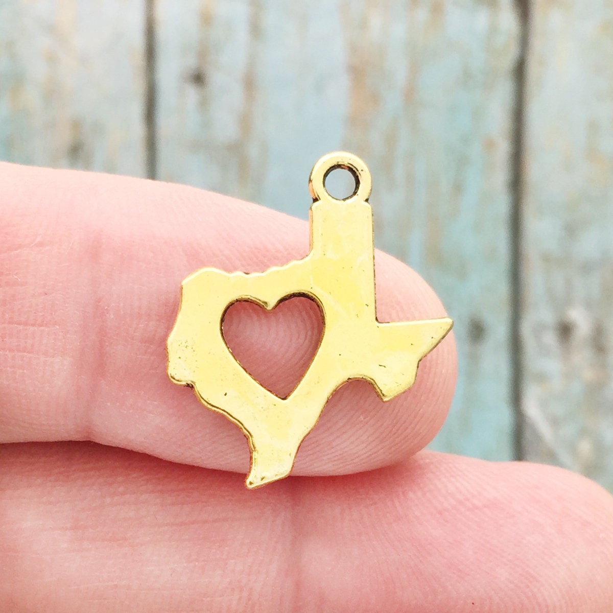 10 Gold Texas Charm Pendant With Heart by TIJC SP1154 - Etsy