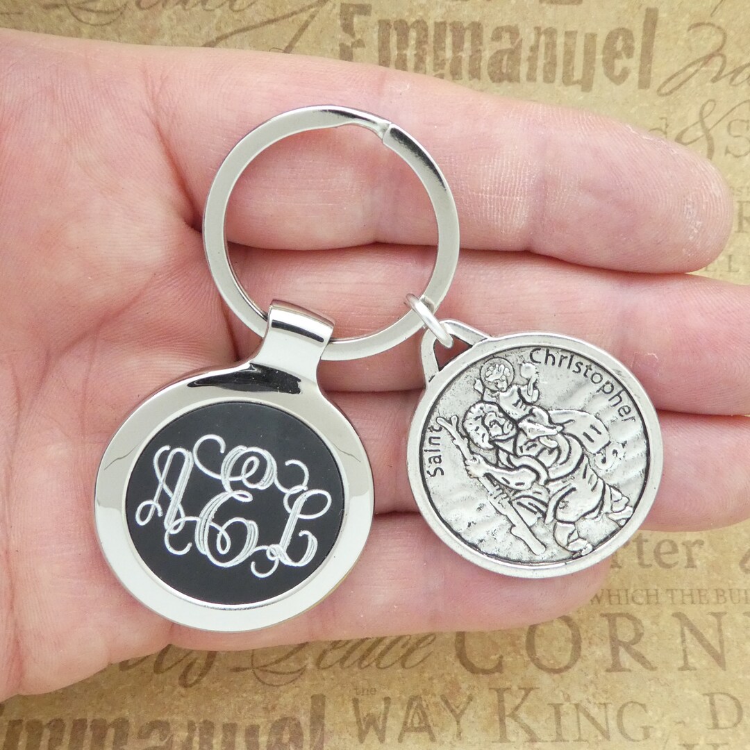 1 St Christopher Keychain With Personalized Monogram Engraved by TIJC ...