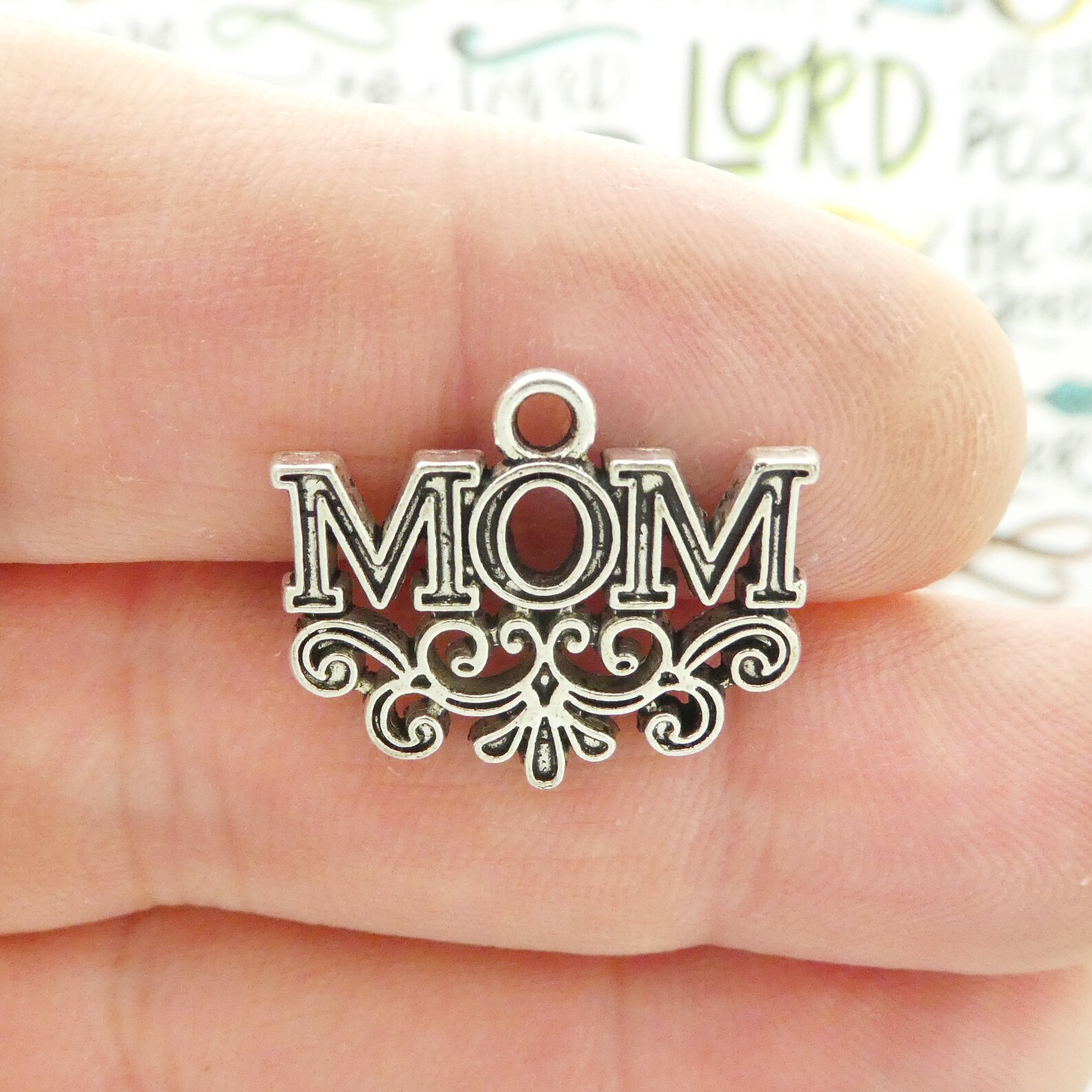 5 Silver Mom Charm Pendant 18x22mm by TIJC SP1447 | Etsy