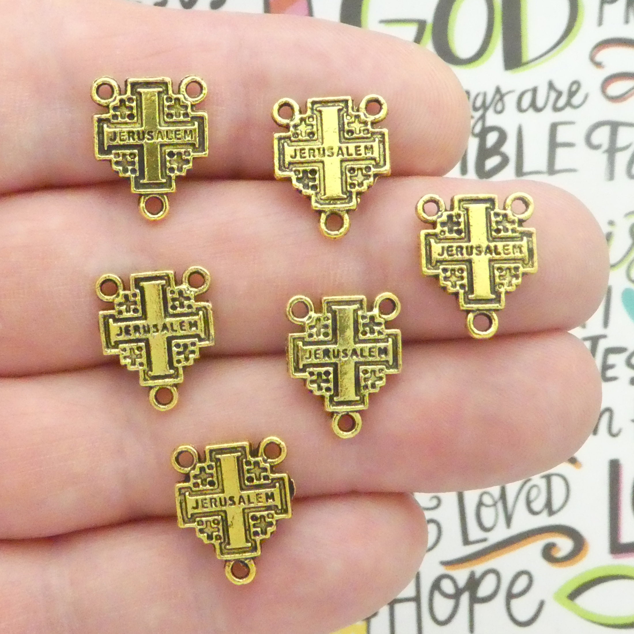 BULK 40 Rosary Centers Jerusalem Cross Gold by TIJC SP1216B - Etsy