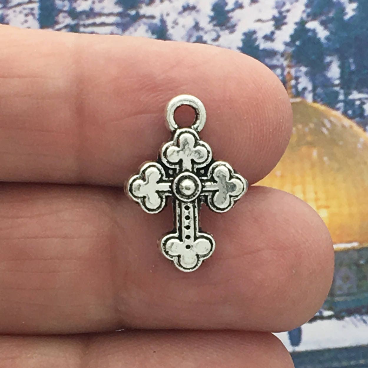 10 Orthodox Cross Charm Pendant Silver by TIJC SP1401 - Etsy