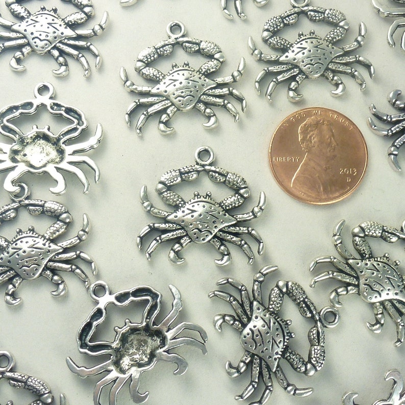 BULK 20 Silver Crab Charm Pendant by TIJC SP1011B - Etsy