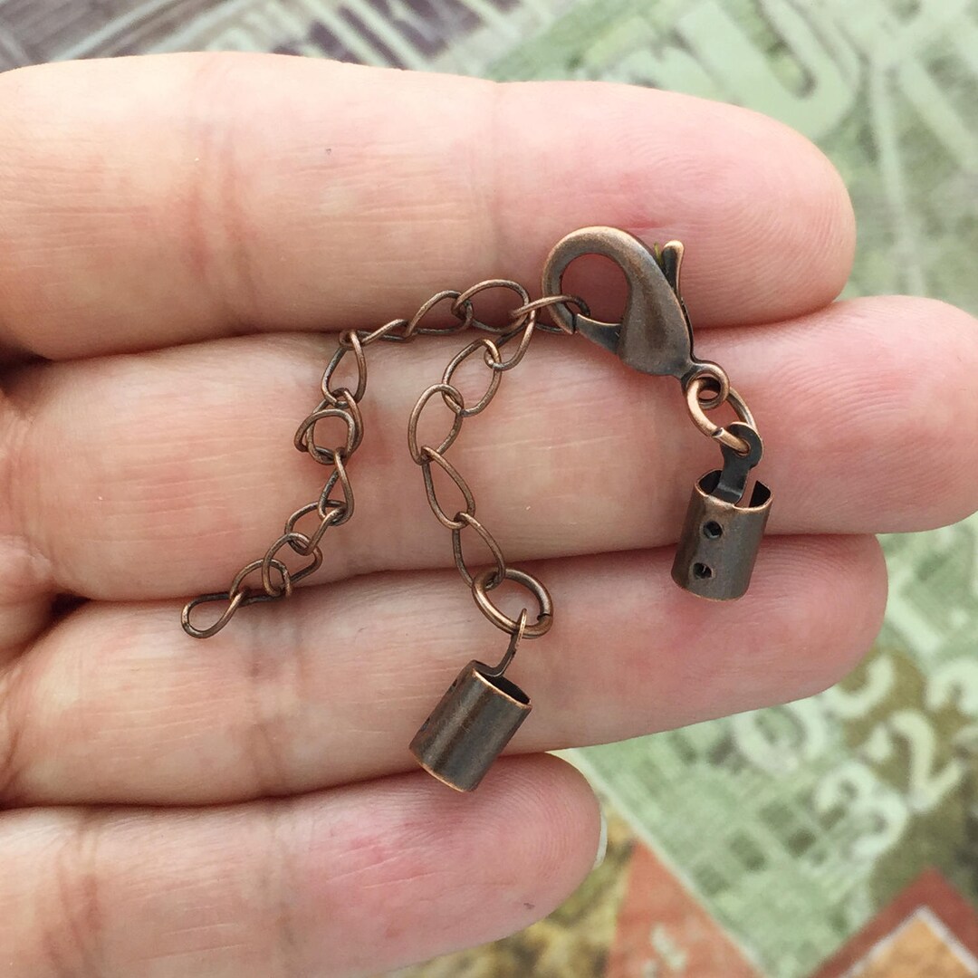 3 Fold Over Clasp Ends With Lobster Clasp and Extension Chain in Bronze ...