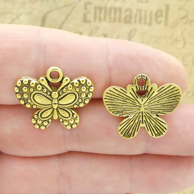 BULK 16 Gold Butterfly Charm Pendant by TIJC SP1934B - Etsy