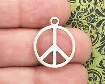 20pcs Peace Sign Charms Peace Symbol 2 Sided Charms Antique Silver Tone ...